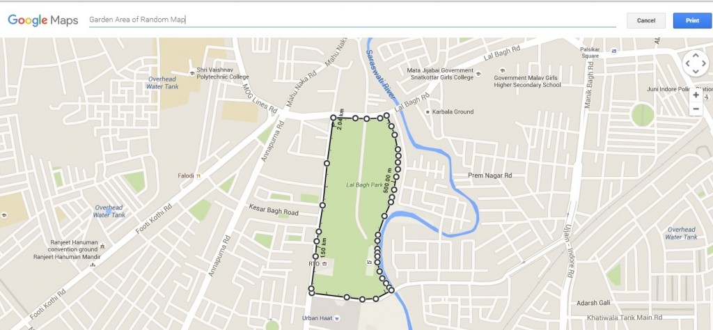 Measure Area in Google Map - Print and share measurement