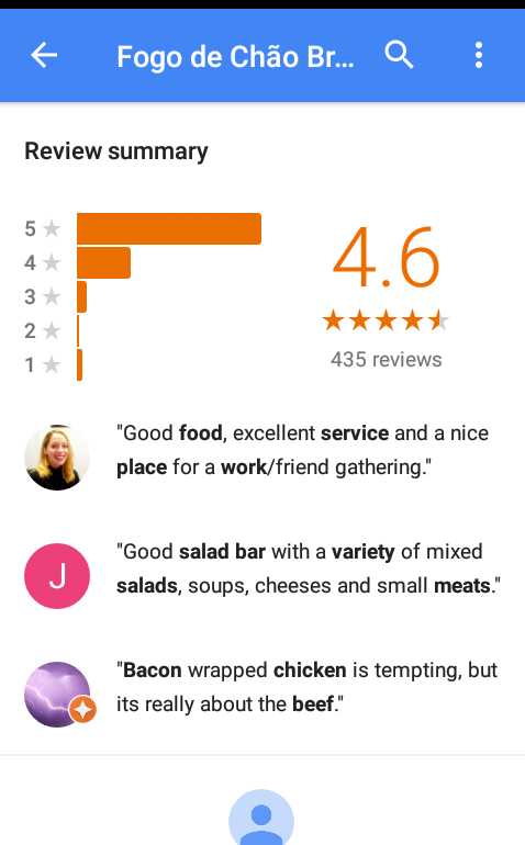 Google Maps Review Ratings of local Favorites - Know users view