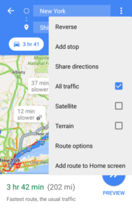 Google Maps - Routing - Avoid Tolls, ferries, Highways or Motorways