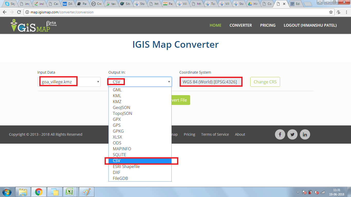 Convert KMZ To CSV GIS MAP INFO