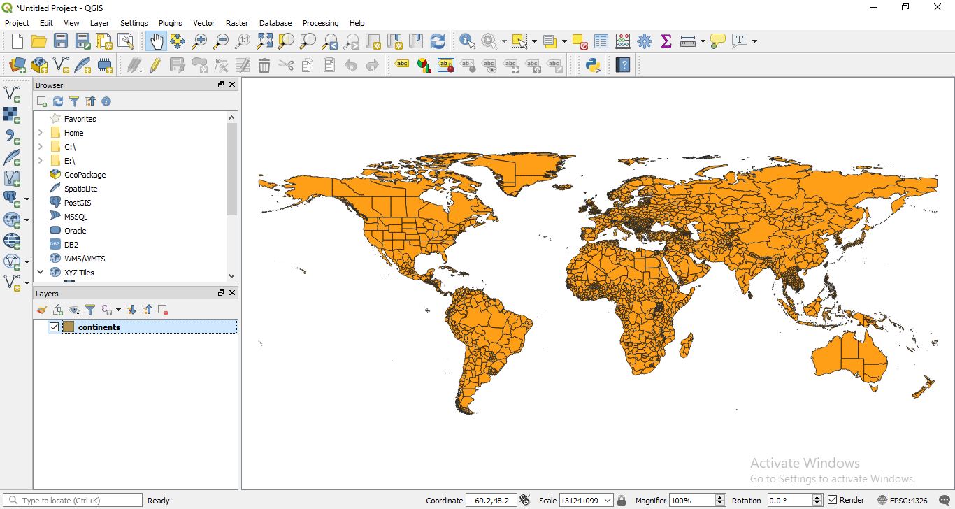QGIS 3.4.4 open and view vector data