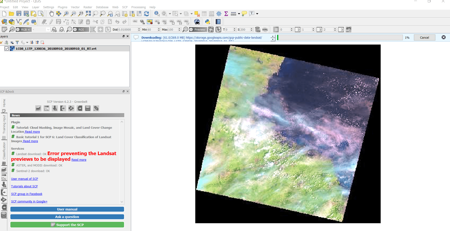 Download Landsat 8 Images in QGIS 3.4.4