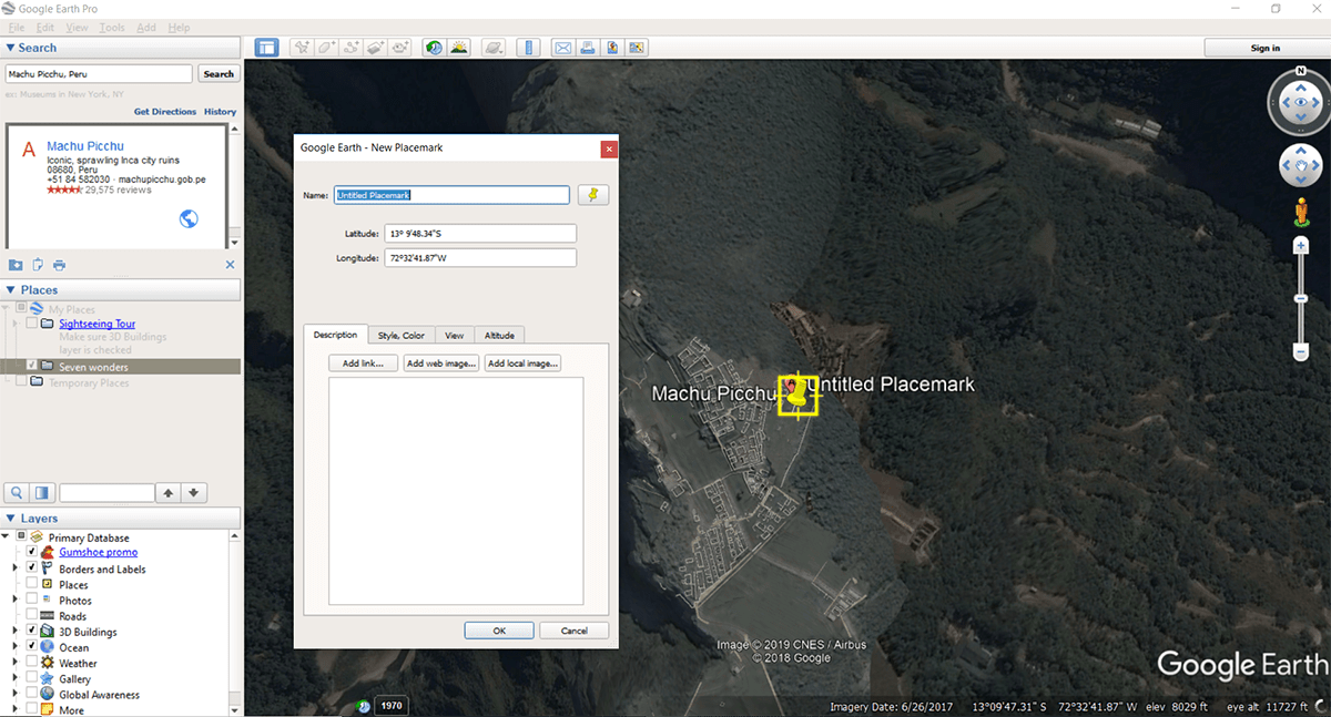 Create a free tour or video in Google Earth Pro