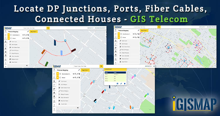 Locate DP Junctions, Ports, Fiber Cables, Connected Houses - GIS Telecom