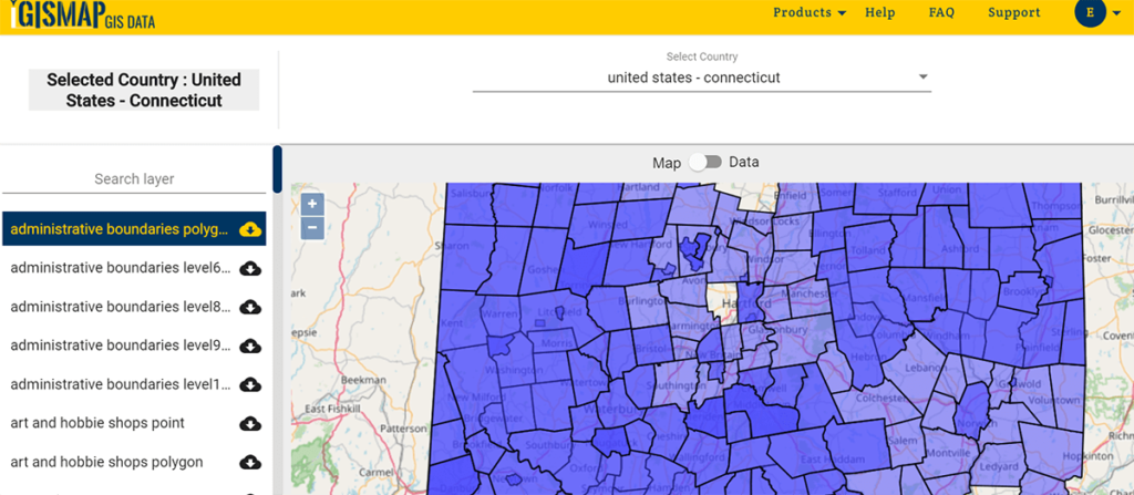 United States - Connecticut GIS Data - Shapefile, Kml, Csv, Geojson