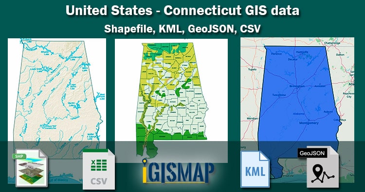 United States - Connecticut GIS Data - Shapefile, Kml, Csv, Geojson