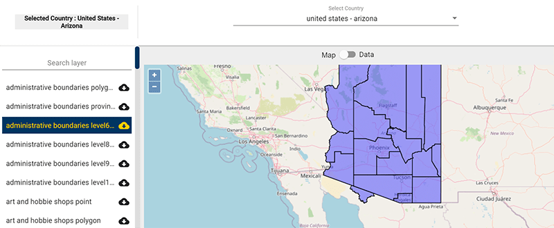 Arizona County GIS Data - Shapefile, Kml - Administrative boundary ...