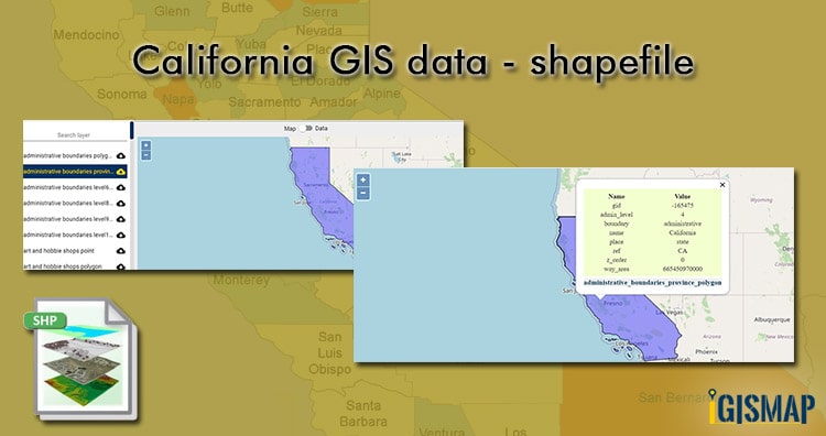 California GIS data - shapefile, administrative boundary, county, rail, highway