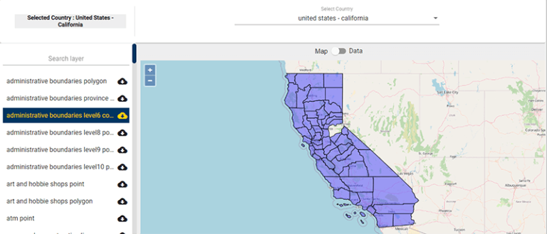 California GIS data - shapefile, administrative boundary, county, rail ...