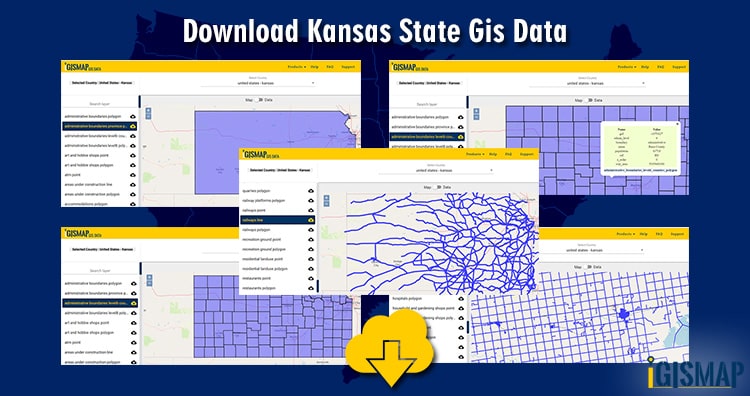 Download Kansas State GIS Data - Counties, boundary, rail, highway line ...