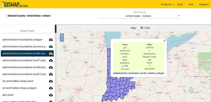 Download Indiana Counties GIS data - United States - Railways, Highway ...