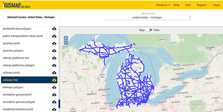 Download Michigan Gis Map - boundary, county, rail, highway, shapefile ...