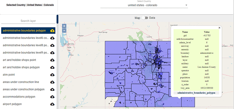Colorado Gis data - Shapefile, Administrative boundary, polygon, county ...