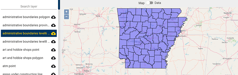 United States - Arkansas GIS data - Shapefile, Kml - Boundary, County ...