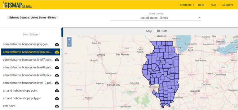 Download Illinois Counties GIS data - United States - Railway, Highway ...