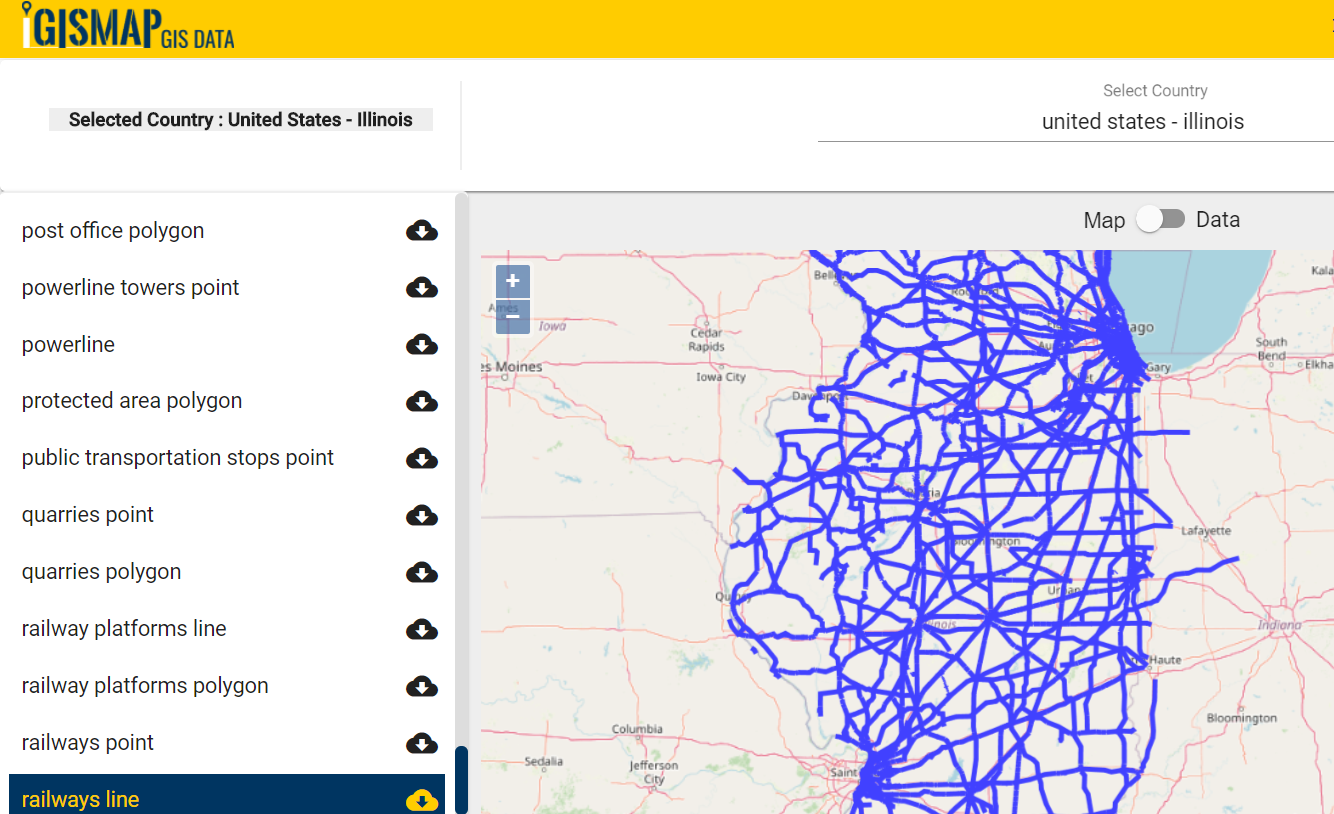 Download Illinois Counties GIS data - United States - Railway, Highway ...