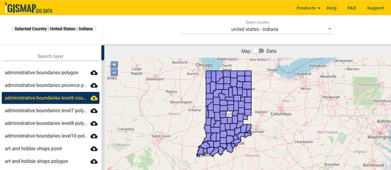 Download Indiana Counties GIS data - United States - Railways, Highway ...