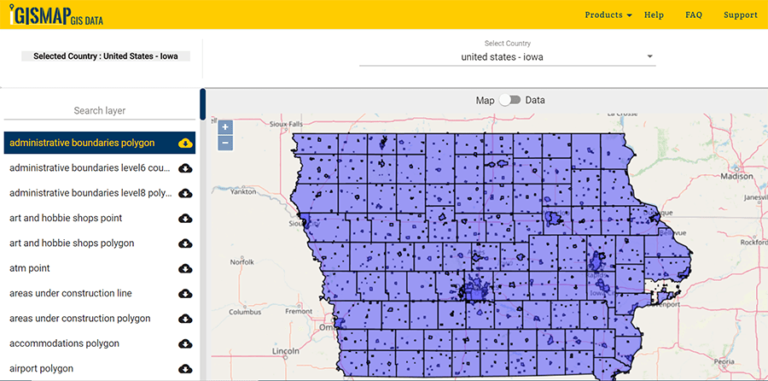 Download Iowa U.S. State GIS Data - Counties, boundaries, railways ...