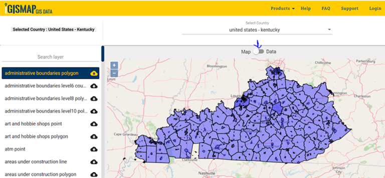 Download Kentucky State GIS Maps - Boundary, Counties, Rail, highway