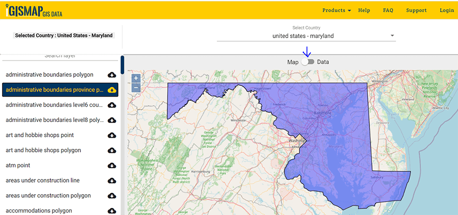 Download Maryland Counties Gis Data - State Boundary, Rail, Highways Line