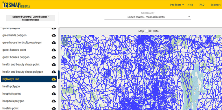 Download U.S. State Massachusetts GIS Data -Boundary, Counties, Rail ...
