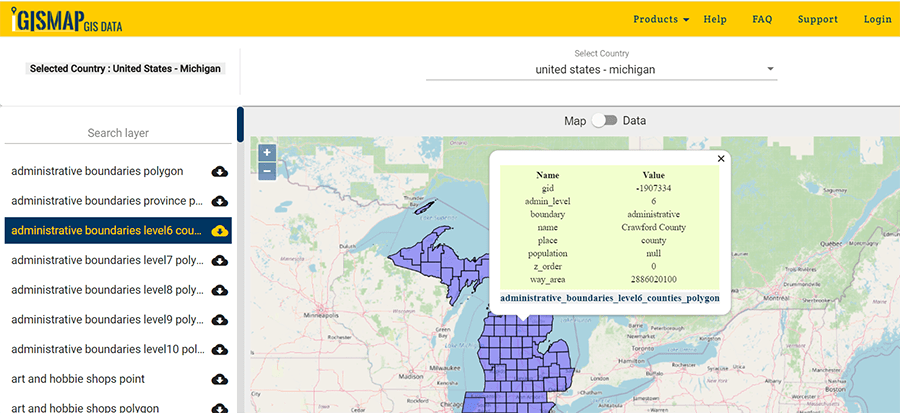 Download Michigan Gis Map - boundary, county, rail, highway, shapefile ...