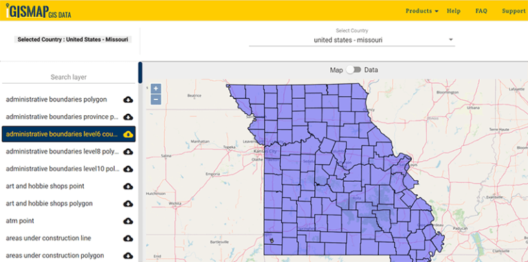 Download Missouri Gis Data Maps State, County- Shapefile, Rail, highway ...