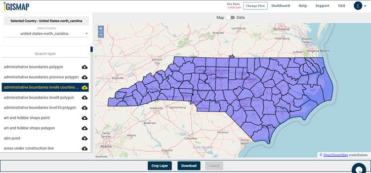 Download North Carolina State GIS Maps – Boundary, Counties, Rail ...