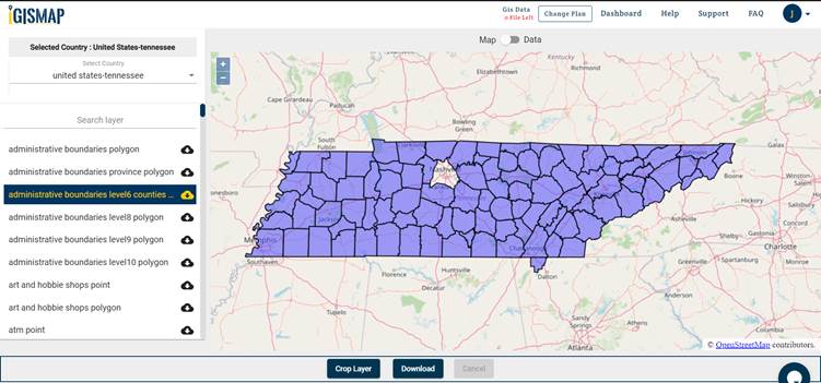 Download Tennessee State GIS Maps – Boundary, Counties, Rail, highway