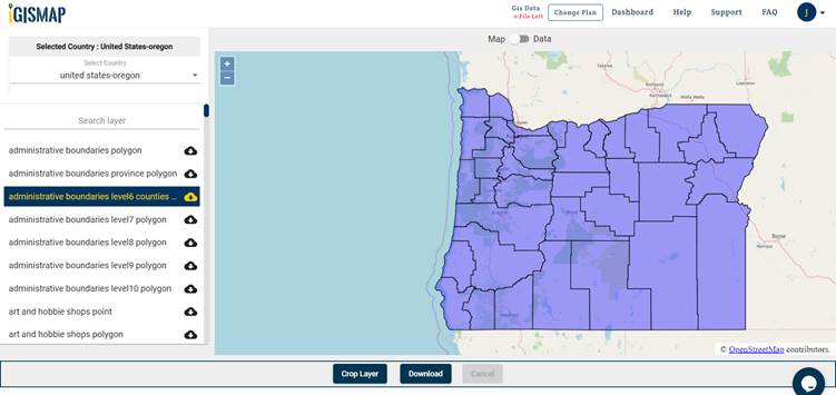 Download Oregon State GIS Maps – Boundary, Counties, Rail, highway