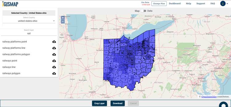 Download Ohio State GIS Maps – Boundary, Counties, Rail, highway