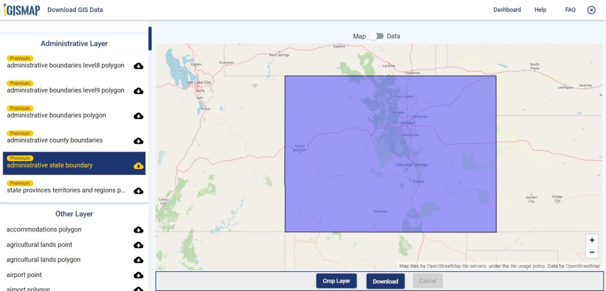 Colorado GIS data - Shapefile, Administrative boundary, polygon, county ...