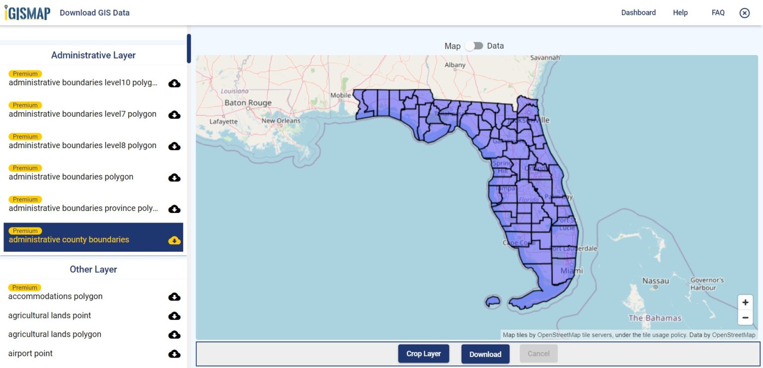 Florida GIS Data - shapefile, administrative boundary, polygon, county ...