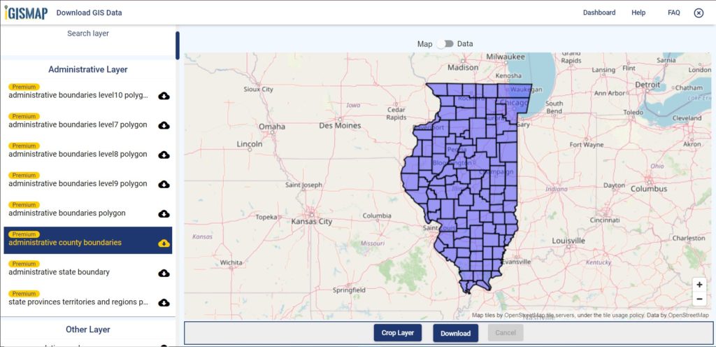 Download Illinois Counties GIS data - United States - Railway, Highway ...
