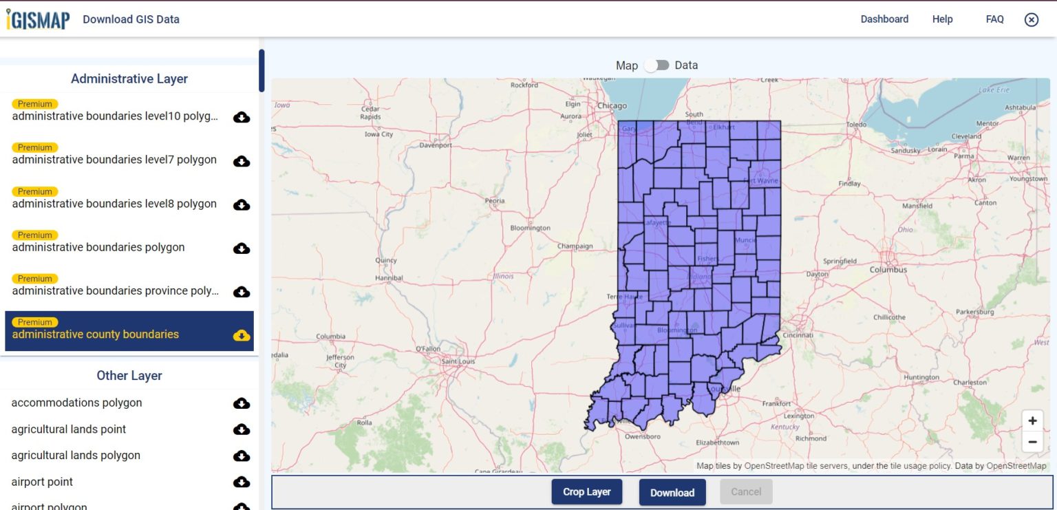 Download Indiana Counties GIS data - United States - Railways, Highway ...