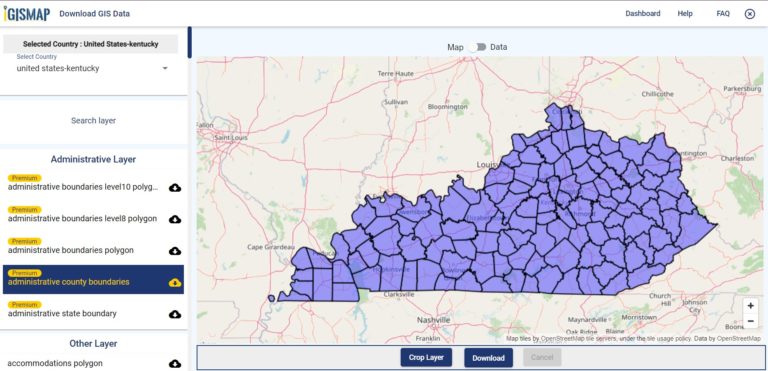 Download Kentucky State GIS Maps - Boundary, Counties, Rail, highway