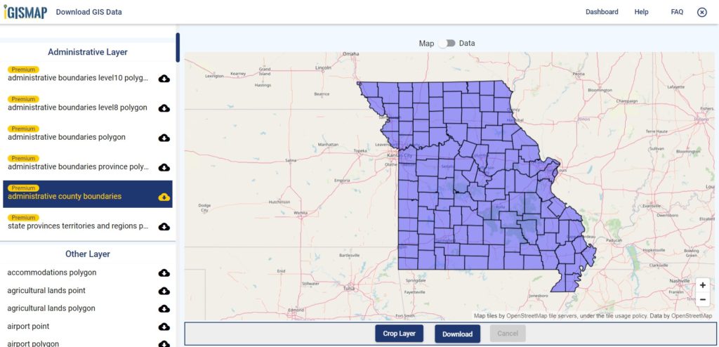 Download Missouri GIS Data Maps State, County- Shapefile, Rail, highway ...