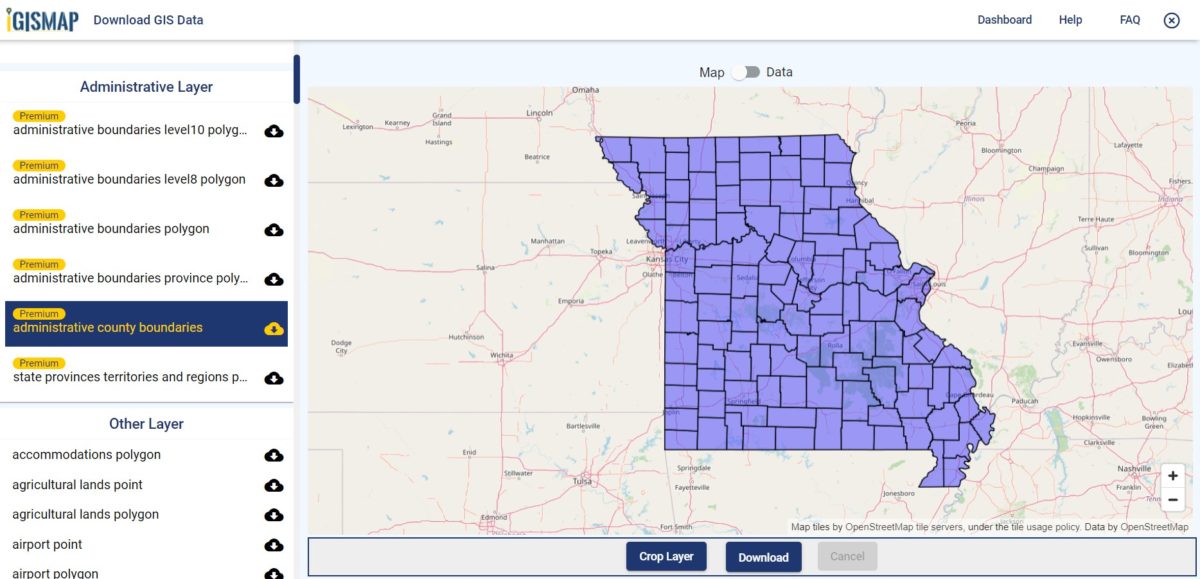 Download Missouri GIS Data Maps State, County- Shapefile, Rail, highway ...