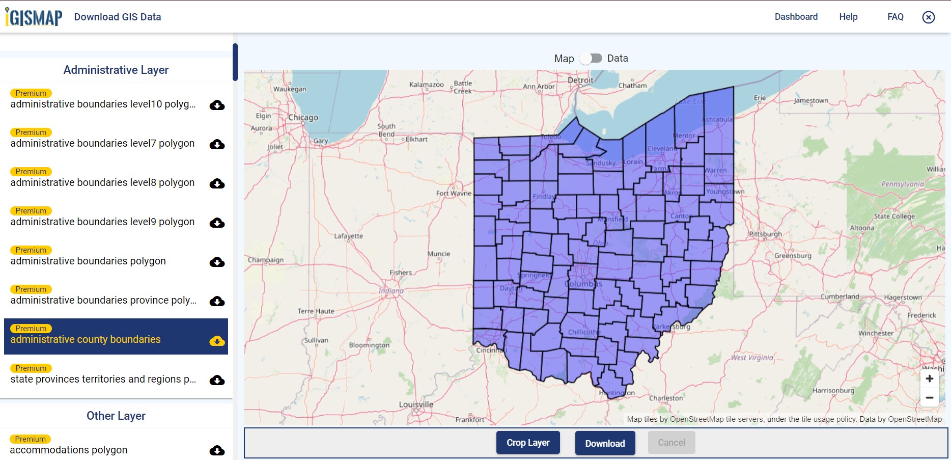 Download Ohio State GIS Maps – Boundary, Counties, Rail, highway