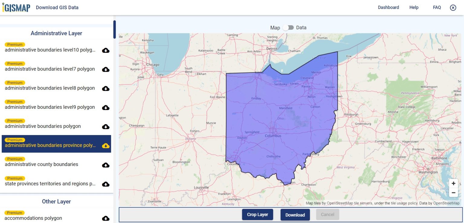 Download Ohio State GIS Maps – Boundary, Counties, Rail, highway