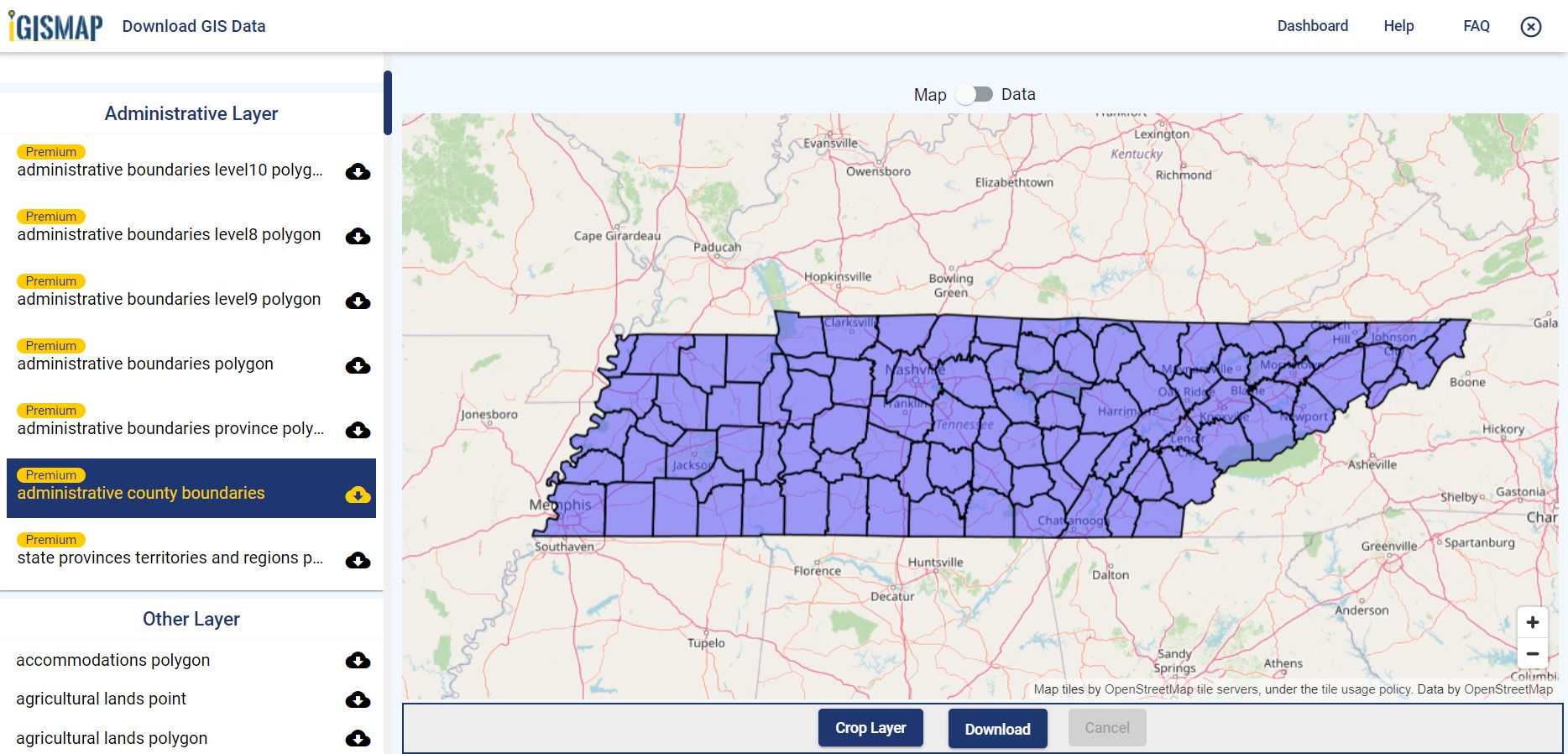 Download Tennessee State GIS Maps – Boundary, Counties, Rail, highway