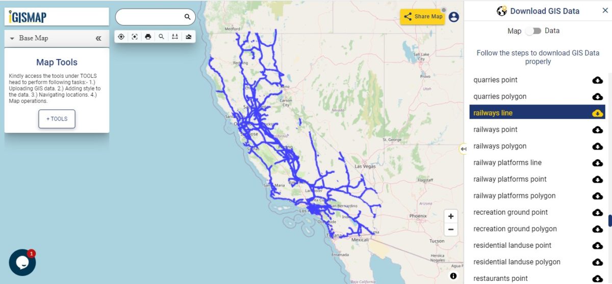 California GIS data - shapefile, administrative boundary, county, rail ...