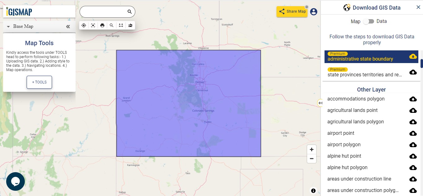 Colorado GIS data - Shapefile, Administrative boundary, polygon, county ...