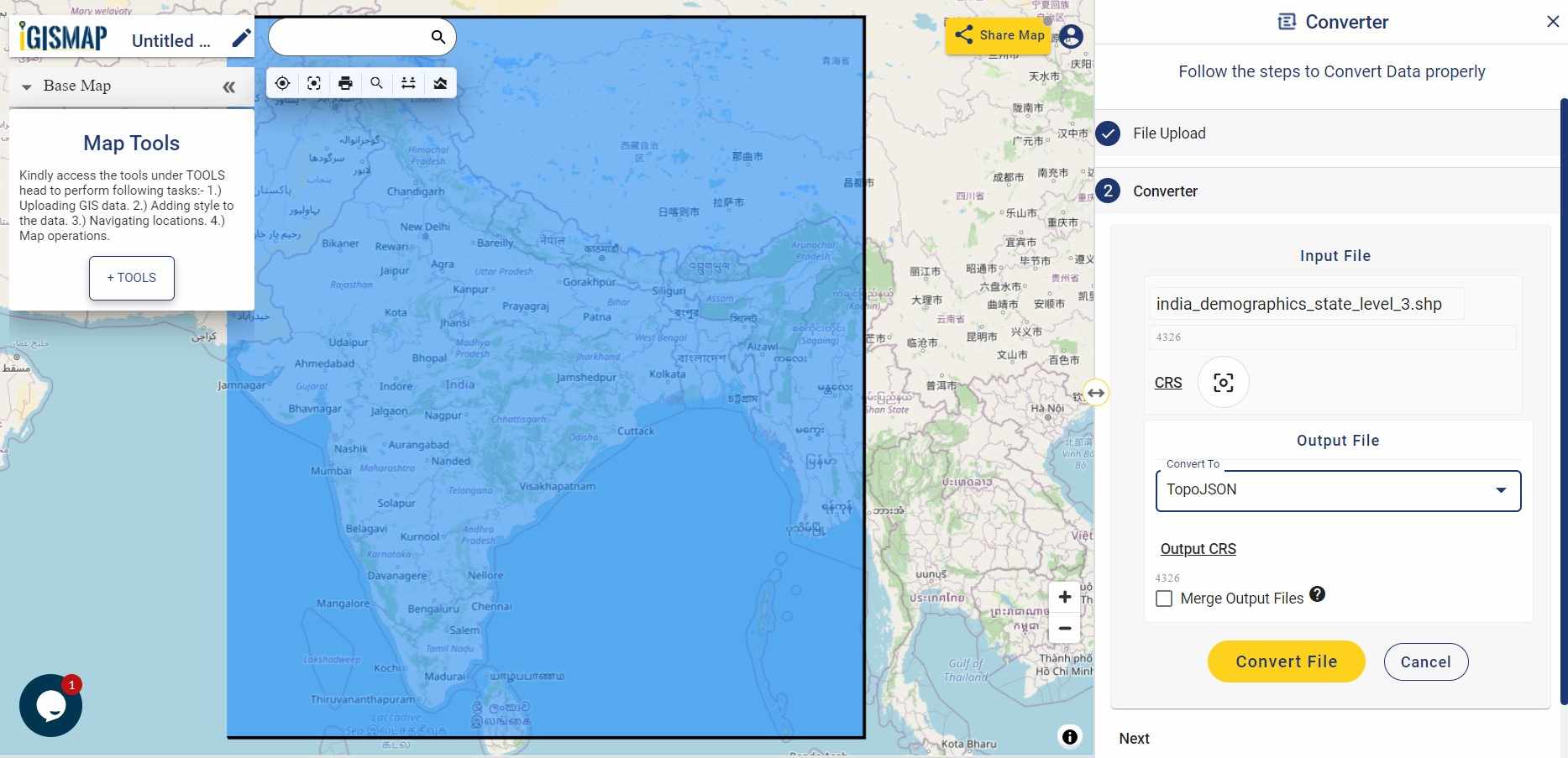 Convert Shapefile to TopoJSON Convert Shapefile to TopoJSON