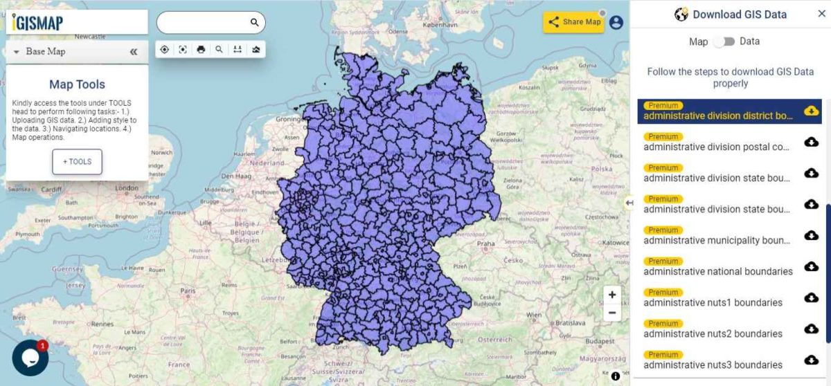 Download Germany Administrative Boundary Shapefiles - States, Districts ...