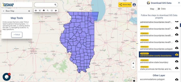 Download Illinois Counties GIS data - United States - Railway, Highway ...