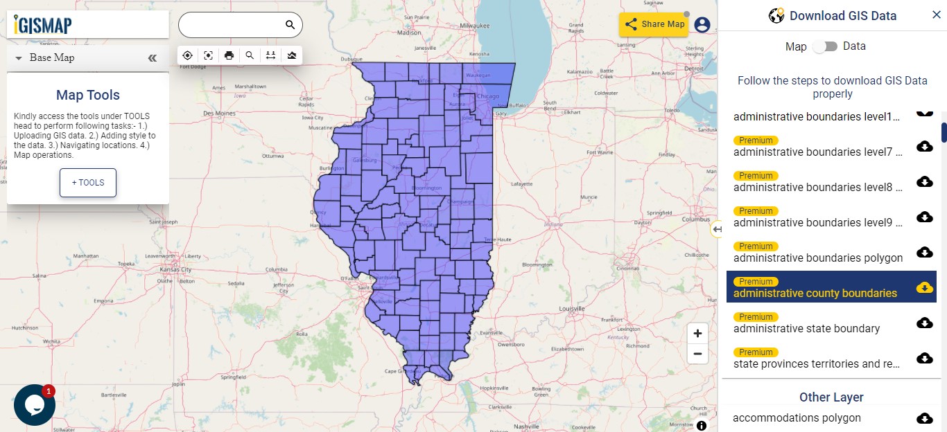 Download Illinois Counties GIS data - United States - Railway, Highway ...