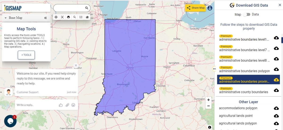 Download Indiana Counties GIS data - United States - Railways, Highway ...