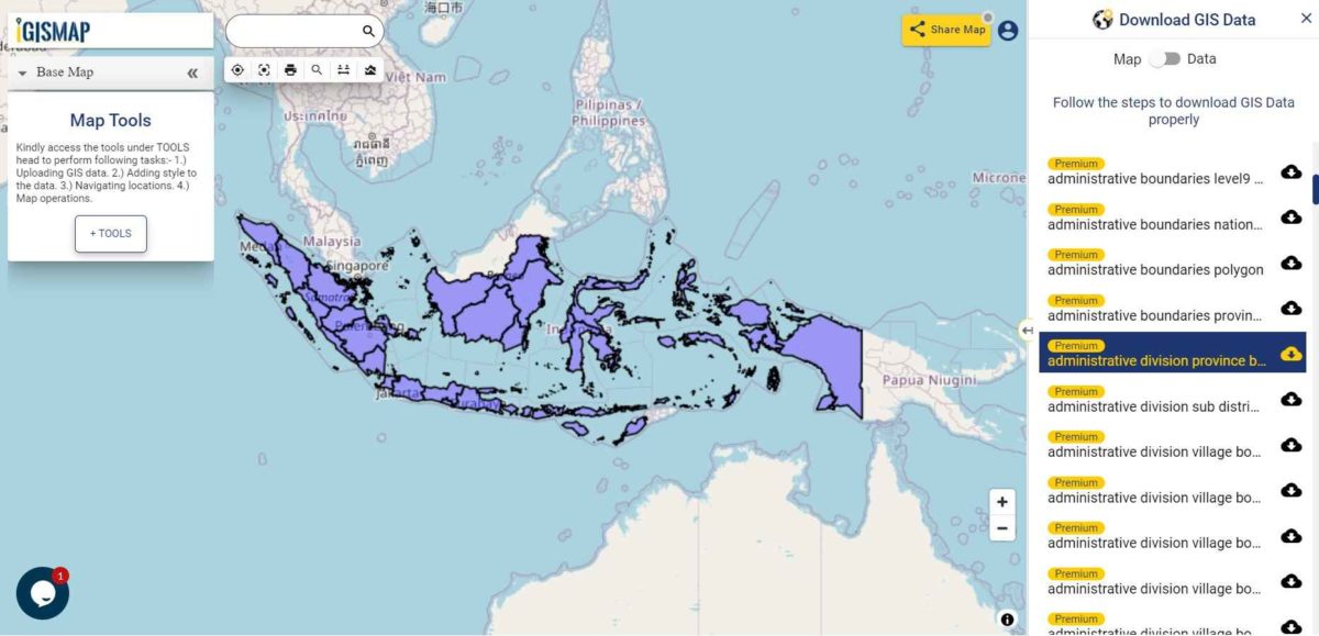 Download Indonesia Administrative Boundary Shapefiles - Provinces ...