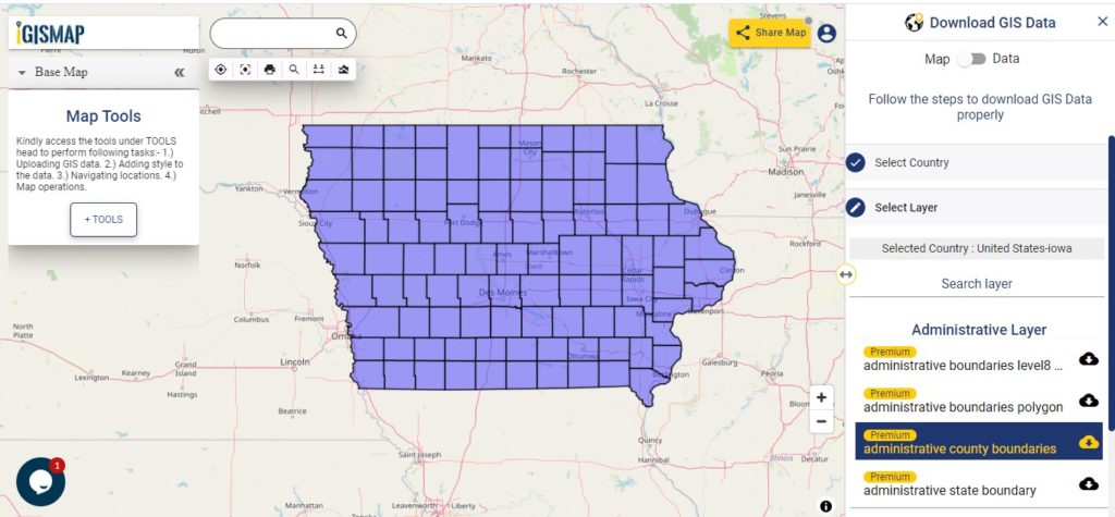 Download Iowa USA State GIS Data - Counties, boundaries, railways ...